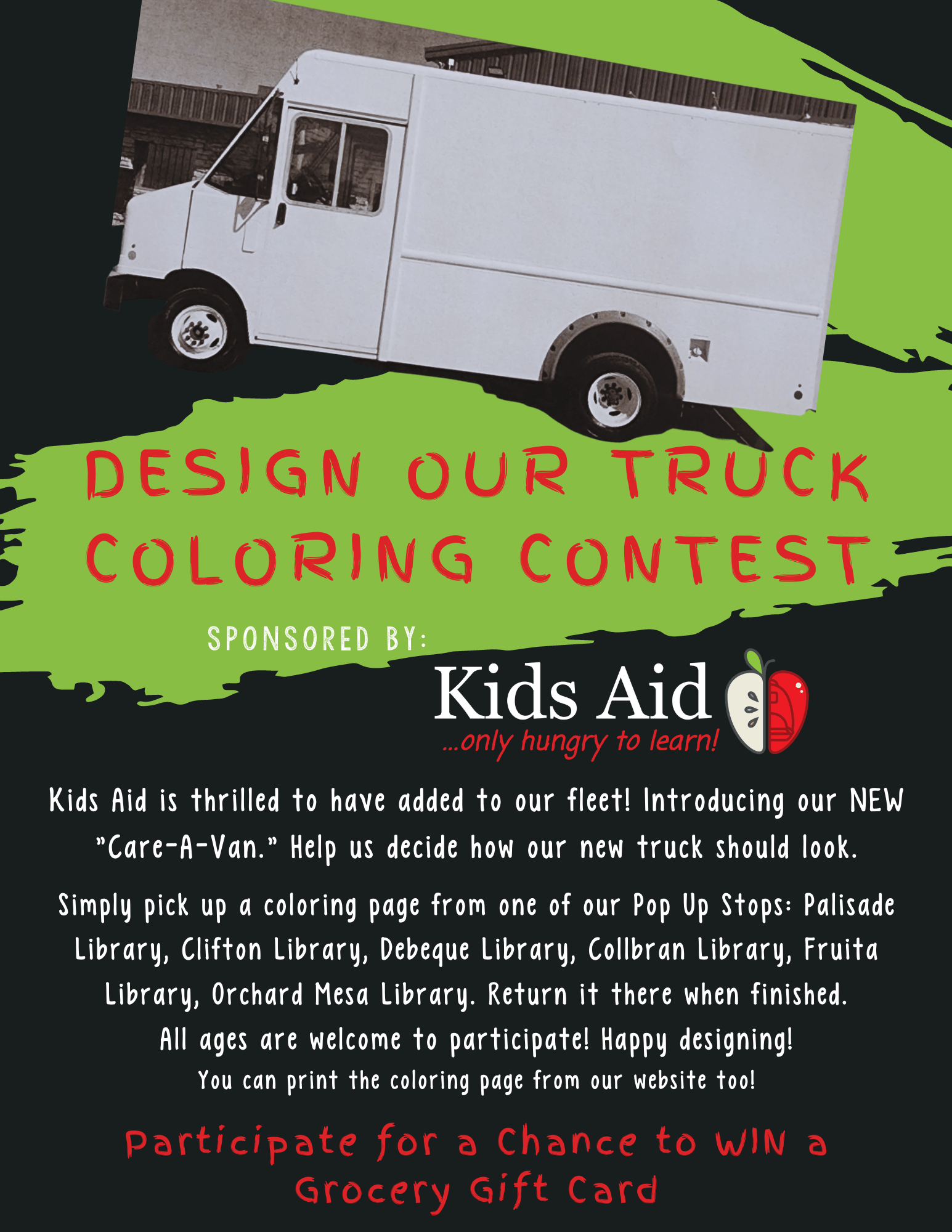 Design Our Truck - Coloring Contest - Kids Aid